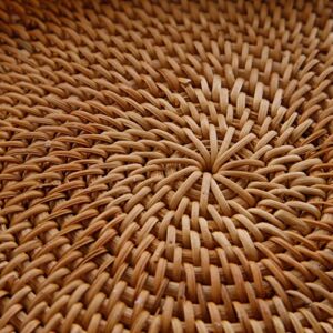 Round Rattan Serving Tray Decorative Woven Ottoman Trays for Coffee Table Natural Round Woven Tray (12 Inch)