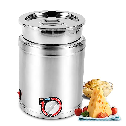 HORESTKIT Compact Stainless Steel Cheese Warmer, Hot Fudge Warmer 4.2Qt Hot Fudge Dispenser, No Pump, Commercial 200W Sauce Dispenser, Ideal for Cheese, Caramel, and More