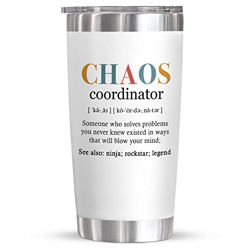 Coworker Gifts For Women, Chaos Coordinator Gifts for Boss, Assistant, Teacher, Funny Appreciation, Inspiration Work Gifts For Coworkers, Birthday, Retire, Thank you Gift 20 Oz Stainless Steel Tumbler