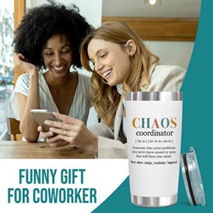 Coworker Gifts For Women, Chaos Coordinator Gifts for Boss, Assistant, Teacher, Funny Appreciation, Inspiration Work Gifts For Coworkers, Birthday, Retire, Thank you Gift 20 Oz Stainless Steel Tumbler