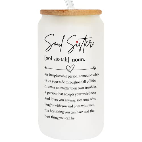 Sisters Gifts from Sister - Gifts for Sister, Big Sister Gift - Friendship Gifts for Women Friends, Gifts for Friends - Sister Birthday Gifts from Sister, Birthday Gifts for Sister - 16 Oz Can Glass