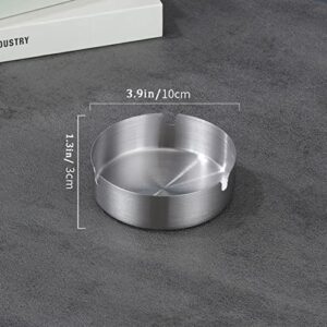 Ashtray Stainless Steel Cigarette Ashtray Ash Tray for Cigarettes 2 Pack (Silver, Large-3.94in)