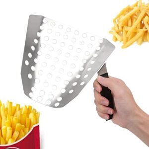 Aluminum Speed Scoop,Ice Scoop Popcorn Scoop,Commercial Popcorn Scoop with Holes,Single Handle Stainless Steel Fries Scooper