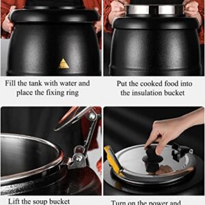 10.5 Quarts Soup Kettle Warmer with Hinged Lid, Commercial Countertop Food Kettle Warmer