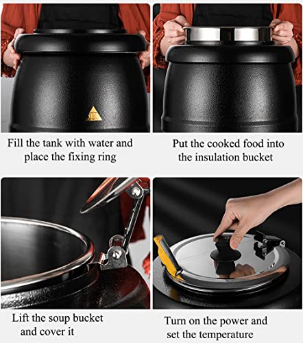 10.5 Quarts Soup Kettle Warmer with Hinged Lid, Commercial Countertop Food Kettle Warmer