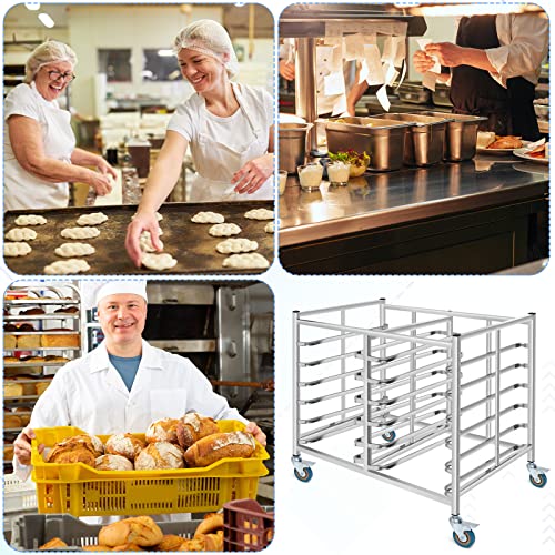 Bun Pan Rack 12 Tier with Wheels Sheet Pan/bun Pan Rack Sheet Pan Organizer Stainless Steel Racking Trolley Storage for Full Half Sheet Kitchen, Restaurant, Cafeteria, Hotel, 36 x 24 x 39 Inch