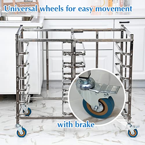 Bun Pan Rack 12 Tier with Wheels Sheet Pan/bun Pan Rack Sheet Pan Organizer Stainless Steel Racking Trolley Storage for Full Half Sheet Kitchen, Restaurant, Cafeteria, Hotel, 36 x 24 x 39 Inch