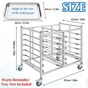 Bun Pan Rack 12 Tier with Wheels Sheet Pan/bun Pan Rack Sheet Pan Organizer Stainless Steel Racking Trolley Storage for Full Half Sheet Kitchen, Restaurant, Cafeteria, Hotel, 36 x 24 x 39 Inch