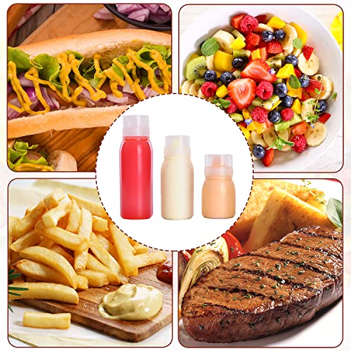 RAMFIYN Condiment Porous Squeeze Bottles, Small Salad Dressing Container, Squeeze Bottles for Sauces, Multi-nozzle Salad Squeeze bottle, BBQ Sauce, Oil Bottles- 6 pcs 6oz, 5 nozzles