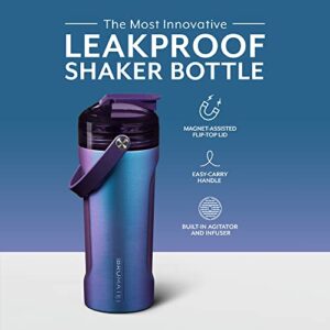 BrüMate MultiShaker Blender Shaker Bottle | 100% Leakproof Insulated Stainless Steel Shaker Bottle | Protein Shaker Bottle, and Pre Workout Bottle for the Gym | 26oz (Dark Aura)