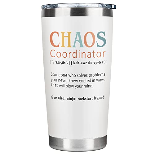 Gifts for Women - Unique Boss Lady Gifts for Women, Her, Mom, Coworker, Manager, Teacher, Boss - Chaos Coordinator Gifts - Birthday Gifts for Women - Thank You Gifts for Women Teacher - 20Oz Tumbler