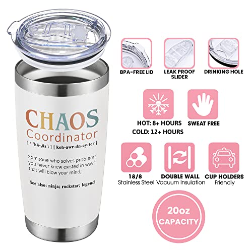 Gifts for Women - Unique Boss Lady Gifts for Women, Her, Mom, Coworker, Manager, Teacher, Boss - Chaos Coordinator Gifts - Birthday Gifts for Women - Thank You Gifts for Women Teacher - 20Oz Tumbler