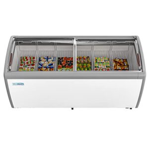 KoolMore MCF-20C Commercial Ice Cream Freezer Display Case with 6 Storage Baskets and Clear, Sliding Lid for Convenient Stores, Gas Stations, or Business Use, Large 20 cu. ft. Capacity, White