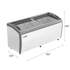 KoolMore MCF-20C Commercial Ice Cream Freezer Display Case with 6 Storage Baskets and Clear, Sliding Lid for Convenient Stores, Gas Stations, or Business Use, Large 20 cu. ft. Capacity, White