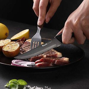 Wanbasion Black Non Serrated Steak Knives Set, Steak Knife Set Dishwasher Safe, Sharp Steak Knives Set for Kitchen with Ergonomic Handles