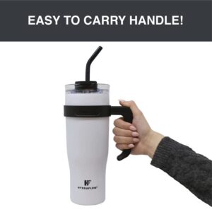 HYDRAFLOW Capri - 40oz Tumbler with Straw and Handle - Triple Wall Vacuum Insulated Tumbler - Insulated Smoothie Cup - Stainless Steel Tumbler - Reusable Tumbler with Lid - Sand