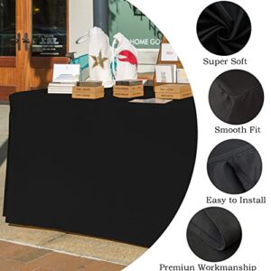 Hstbgdlk 2 Pack Black Tablecloth Fitted Table Covers for 6 Foot Rectangle Tables - Water Resistant Washable Fabric Polyester Rectangle Table Clothes for Parties, Trade Show（72L x 30W x 30H Inches）