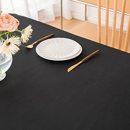 Hstbgdlk 2 Pack Black Tablecloth Fitted Table Covers for 6 Foot Rectangle Tables - Water Resistant Washable Fabric Polyester Rectangle Table Clothes for Parties, Trade Show（72L x 30W x 30H Inches）