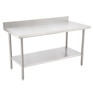 restaurantware kitchen tek 16-gauge 304 stainless steel commercial work table - medium duty, 4" backsplash, undershelf - 30" x 60" - 1 count box,silver