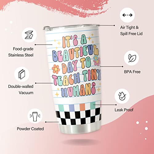 HOMISBES Teacher Appreciation Gifts - Best Teacher Gifts for Women - Thank You Gifts Back to School - Christmas Gifts for Teacher - Teacher Coffee Mug Stainless Steel Tumbler with Lid And Straws 20oz