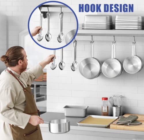 NCOEN 12 x 36 Stainless-Steel-Shelf Wall Mounted with 6 Hooks 250lbs, 304 Stainless Steel Wall Shelf for Commercial Restaurant, Kitchen, Home and Bar Stainless-Steel-Shelves