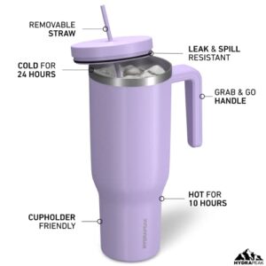 Hydrapeak Voyager 40 oz Tumbler With Handle and Straw Lid, Tumbler, 40 Oz Tumbler Handle, Tumbler Lid Straw, Tumblers, 40oz Tumbler With Handle (Lavender)