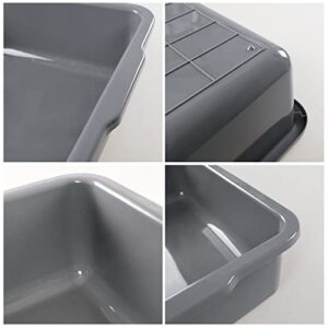 Yarebest 32 Liter Large Plastic Bus Trays, Commercial Bus Tub Box Set of 4, Grey