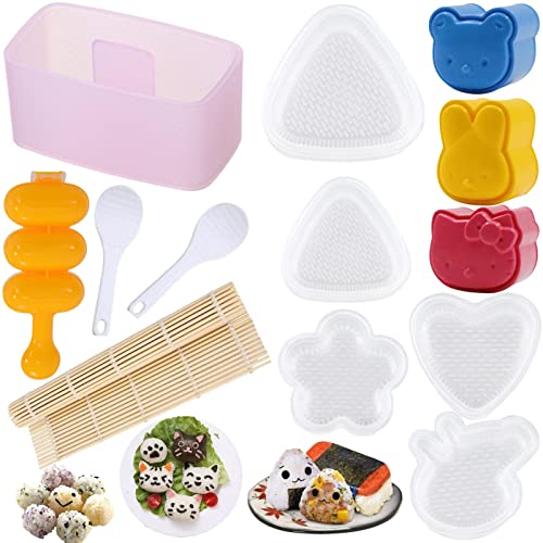 Gpurplebud Onigiri Mold Set 13pcs - Spam Musubi Maker Press Rice Ball Mold Sushi Rolling Mat Rice Mold Musubi Maker Sushi Making Kit for Kids Lunch Bento and Home DIY