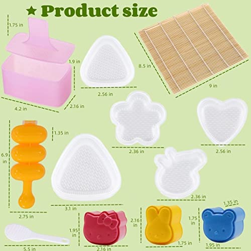 Gpurplebud Onigiri Mold Set 13pcs - Spam Musubi Maker Press Rice Ball Mold Sushi Rolling Mat Rice Mold Musubi Maker Sushi Making Kit for Kids Lunch Bento and Home DIY