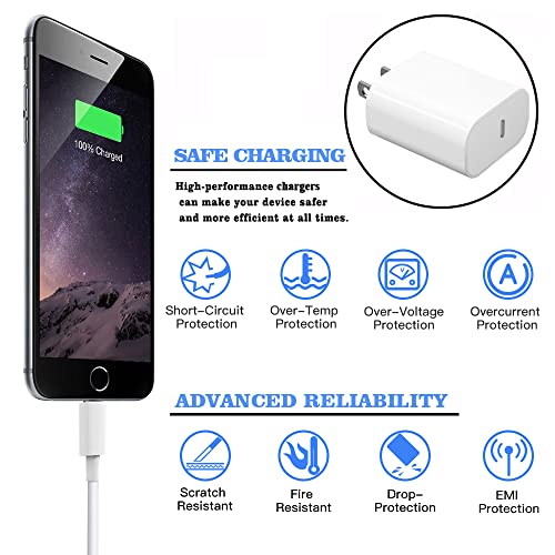 iPhone Fast Charger 10 FT [Apple MFi Certified] 2 Pack PD 20W USB C Charger Block with 10FT Long Type C Lightning Cable for iPhone 14 13 12 11 XS XR X 8 iPad,White