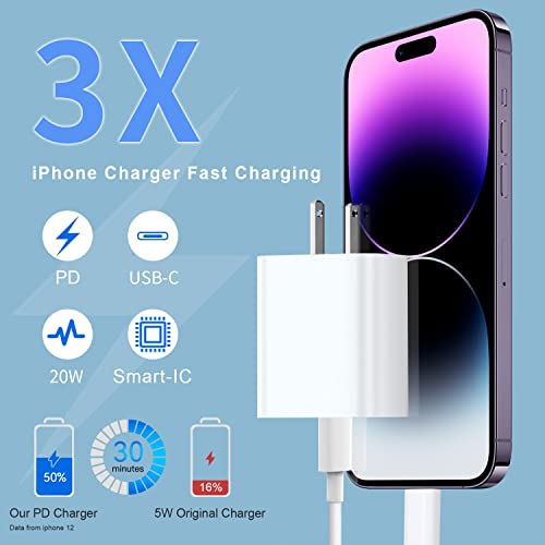 iPhone Fast Charger 10 FT [Apple MFi Certified] 2 Pack PD 20W USB C Charger Block with 10FT Long Type C Lightning Cable for iPhone 14 13 12 11 XS XR X 8 iPad,White