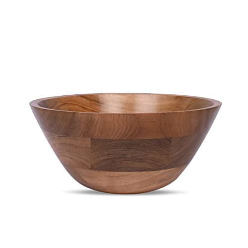 Samhita Acacia Wood Salad Bowl, Perfect for Salad, Vegetables Salad Bowl & Decorative Centerpiece Absolute Beautiful with Your Kitchen (9" x 9" x 4")