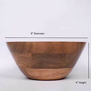 Samhita Acacia Wood Salad Bowl, Perfect for Salad, Vegetables Salad Bowl & Decorative Centerpiece Absolute Beautiful with Your Kitchen (9" x 9" x 4")