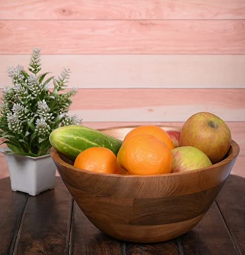 Samhita Acacia Wood Salad Bowl, Perfect for Salad, Vegetables Salad Bowl & Decorative Centerpiece Absolute Beautiful with Your Kitchen (9" x 9" x 4")