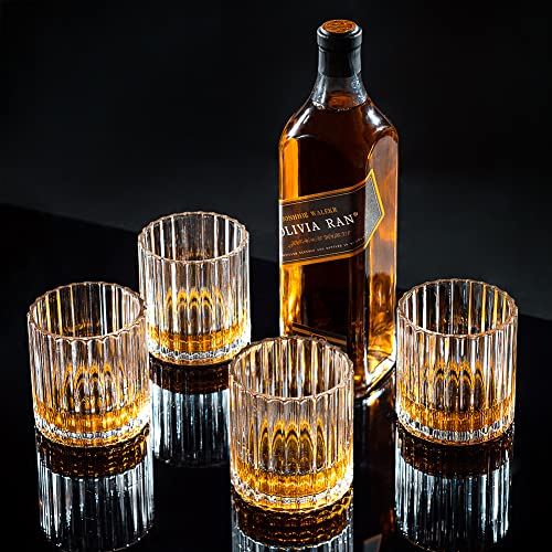 Combler Whiskey Glasses, Bourbon Glass 10oz, Cocktail Glasses Set of 4, Rocks Glasses, Crystal Old Fashioned Glass, Whiskey Gifts for Men, Drinking Glasses for Vodka Scotch Liquor Malt Cognac Rum