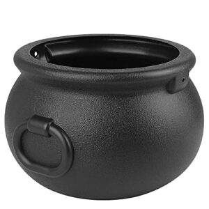 glocamping 11" and 7.4” package large easter day and halloween black plastic witch cauldron kettle, candy holder, party favor decoration