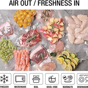 Vacuum Sealer Bags 6" x 8" 100 Pcs Vacuum Seal Bags for Food Heavy Duty Puncture Prevention, Boilsafe to 280°F Freezable, BPA Free, Reuseable, Commercial Grade Fit Sous Vide Vacuum Sealer PreCut Bags