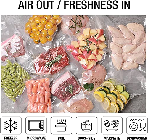 Vacuum Sealer Bags 6" x 8" 100 Pcs Vacuum Seal Bags for Food Heavy Duty Puncture Prevention, Boilsafe to 280°F Freezable, BPA Free, Reuseable, Commercial Grade Fit Sous Vide Vacuum Sealer PreCut Bags