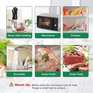 Vacuum Sealer Bags 6" x 8" 100 Pcs Vacuum Seal Bags for Food Heavy Duty Puncture Prevention, Boilsafe to 280°F Freezable, BPA Free, Reuseable, Commercial Grade Fit Sous Vide Vacuum Sealer PreCut Bags