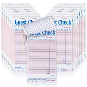 rcybeo guest check pads (15 pack) numbered server note pads, waitress order notepad, food receipt book, 50 checks per pad-total 750 restaurant checks, waitress accessories