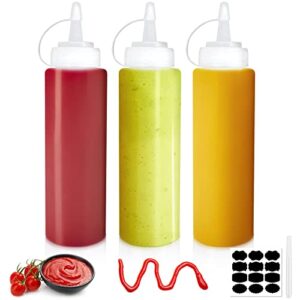 yimidm squeeze bottles, condiment squeeze bottles, 3 pcs squeeze bottles for sauces, 8 ounce sauce bottle