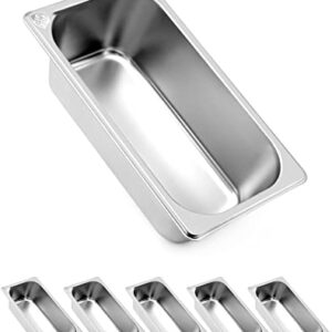 QWORK 1/3 Size Steam Table Pans, 6 Pack 4 Inch Deep 304 Stainless Steel Commercial Food Warmers, for Restaurants and Hotels, Anti-Clogging Table Steaming Pan