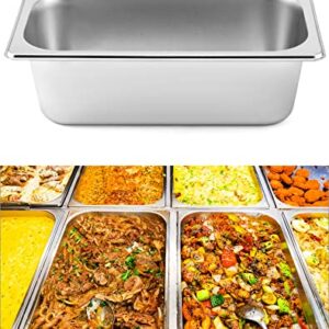 QWORK 1/3 Size Steam Table Pans, 6 Pack 4 Inch Deep 304 Stainless Steel Commercial Food Warmers, for Restaurants and Hotels, Anti-Clogging Table Steaming Pan