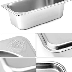 QWORK 1/3 Size Steam Table Pans, 6 Pack 4 Inch Deep 304 Stainless Steel Commercial Food Warmers, for Restaurants and Hotels, Anti-Clogging Table Steaming Pan