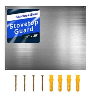 reversible stainless steel backsplash behind stove metal backsplash panel stainless steel cooking backsplash wall panel for kitchen cooking panel pre drilled holes matching screws (36 x 32 inch)