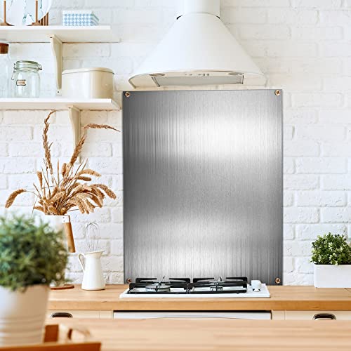 Reversible Stainless Steel Backsplash Behind Stove Metal BackSplash Panel Stainless Steel Cooking Backsplash Wall Panel for Kitchen Cooking Panel Pre Drilled Holes Matching Screws (36 x 32 Inch)