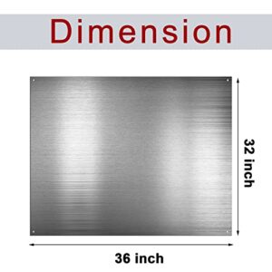 Reversible Stainless Steel Backsplash Behind Stove Metal BackSplash Panel Stainless Steel Cooking Backsplash Wall Panel for Kitchen Cooking Panel Pre Drilled Holes Matching Screws (36 x 32 Inch)