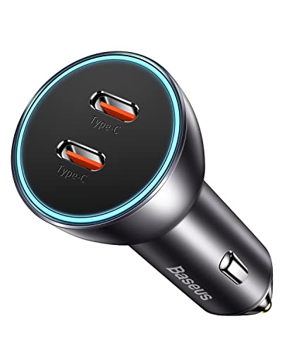 USB C Car Charger, Baseus 60W Car Phone Charger PD 30W & PD 30W Dual Port Fast Car Charger Adapter Compatible with iPhone 14 13 12 11 Pro Max, Samsung Galaxy S22/21/20 Note20/10, Pixel, Steam Deck