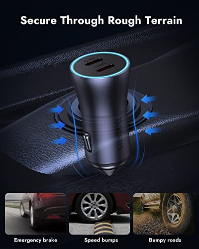 USB C Car Charger, Baseus 60W Car Phone Charger PD 30W & PD 30W Dual Port Fast Car Charger Adapter Compatible with iPhone 14 13 12 11 Pro Max, Samsung Galaxy S22/21/20 Note20/10, Pixel, Steam Deck