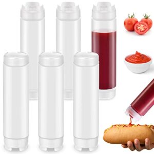 6 pcs 16 oz condiment squeeze bottles inverted plastic squeeze bottle for sauces refillable tip large valve dispenser ketchup sour cream self sealing syrup dispenser for restaurants catering kitchen